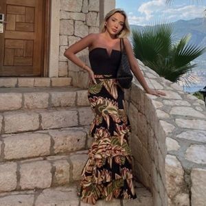 Zara | Dresses | Zara Linen Blend Ruffles Printed Skirt | Poshmark